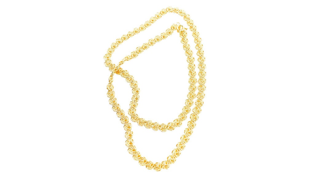Love Knot Rosettes Gold Chain Necklace, Trifari Necklace, Chunky Gold ...