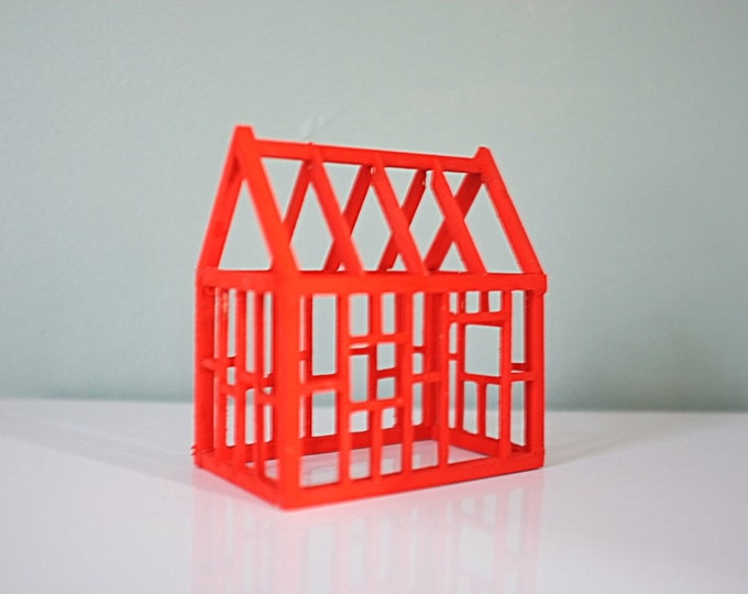 Miniature Geometric House Frame in Bright Persimmon Color - Etsy