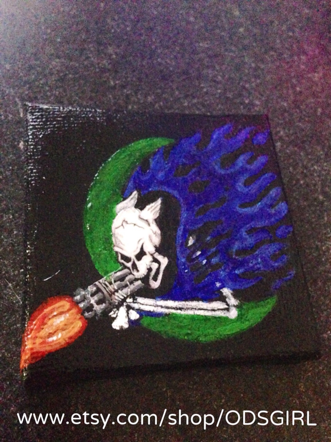 Made to Order - Miniature Spectre Logo Acrylic Painting on 2.5 in X 2.5 ...