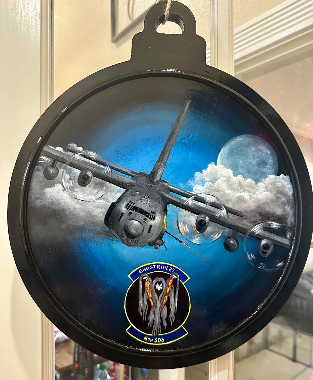 14 Inch Round Hand Painted AC-130J Gunship on Wood - Etsy