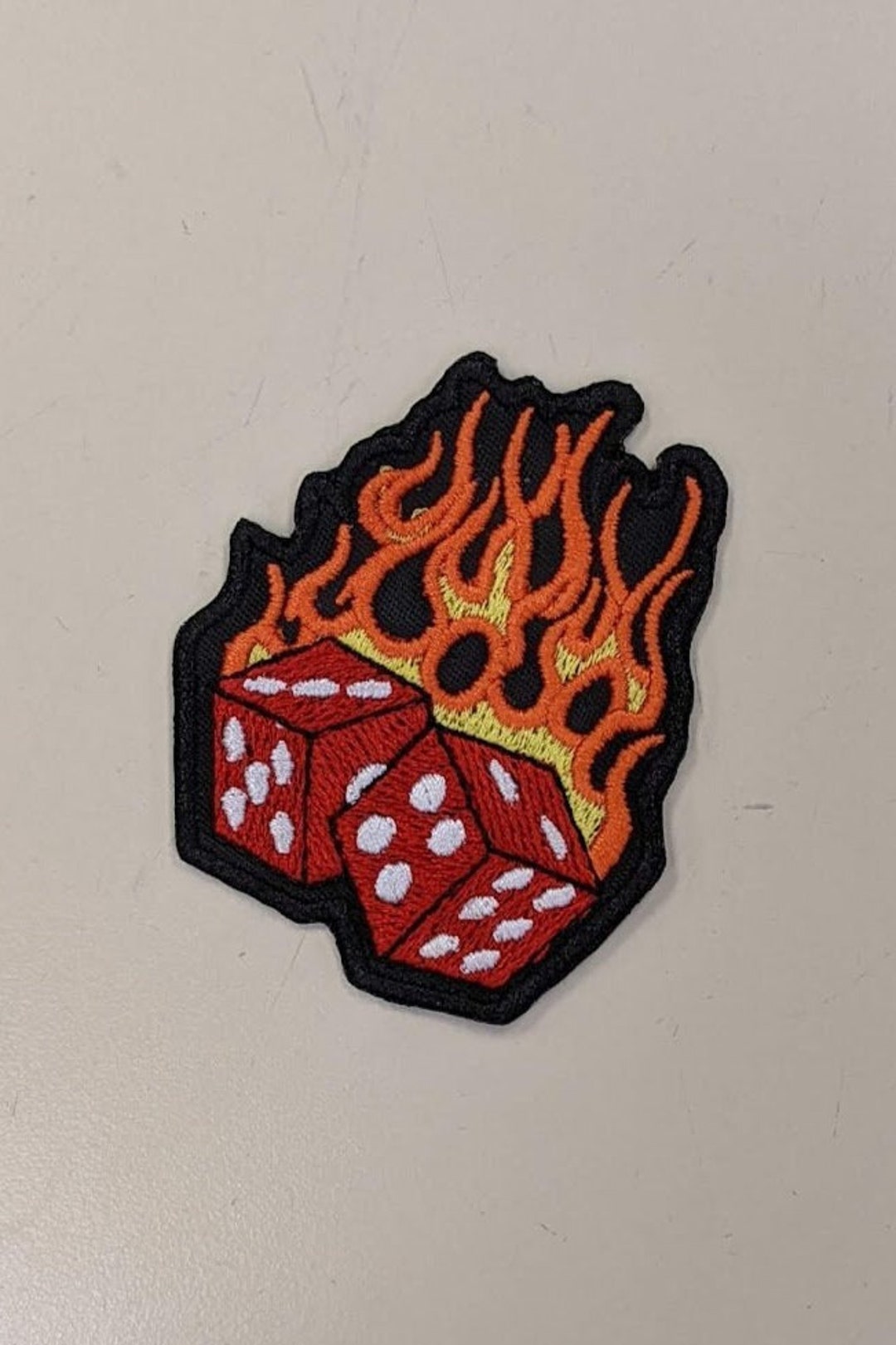 Flaming Dice Embroidered Patch - Etsy