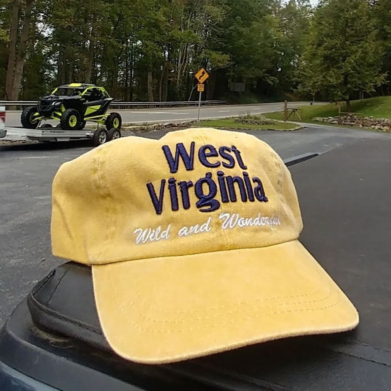 West Virginia 3D Puff Stonewashed Mustard Cap - Etsy