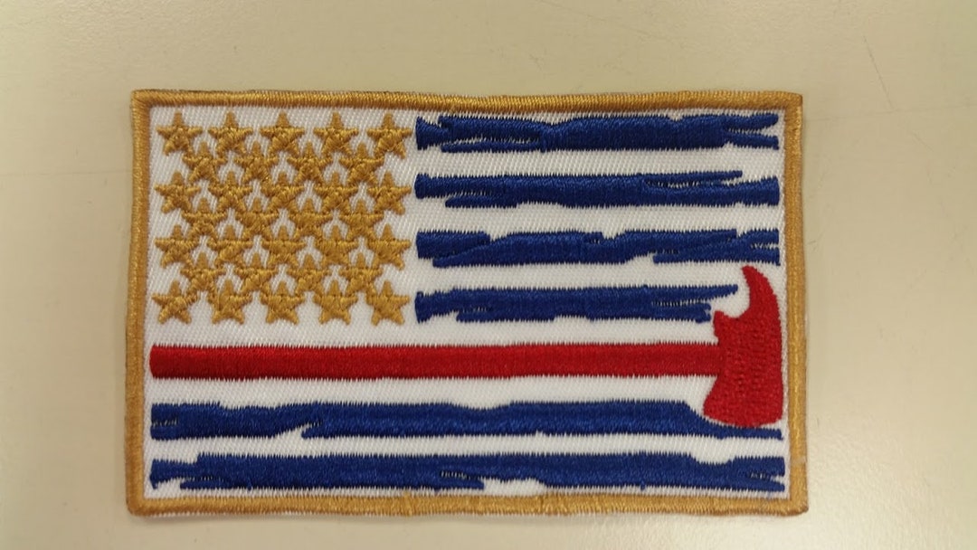 Firefighter Flag Embroidered Patch, Firefighter Flag Iron on Patch - Etsy
