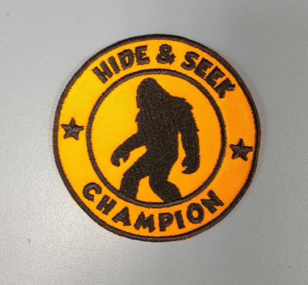 Sasquatch Hide & Seek Champion Applique Patch, Embroidered Bigfoot ...