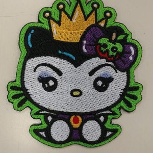 Villian Kitty Queen Embroidered Patch, Iron on Cartoon Evil Queen Patch ...