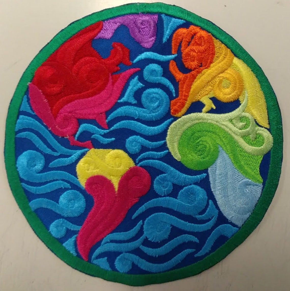 Large Abstract Earth Embroidered Patch Iron on World Patch | Etsy
