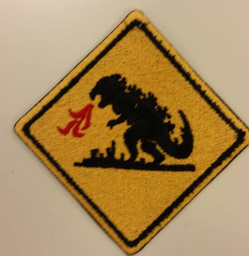 Japanese Monster Warning Embroidered Patch Iron on Fiery - Etsy