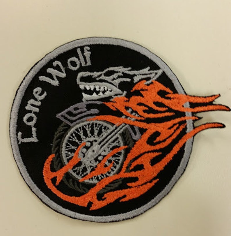 Lone Wolf Motorcycle Embroidered Patch With Iron on Backing, Biker ...