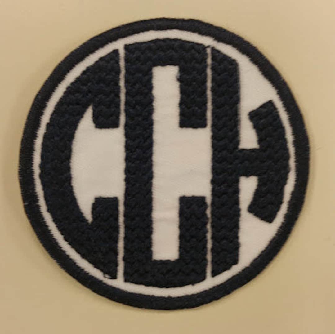 Personalized Initials Patch in Chevron Circle Font, Embroidered ...