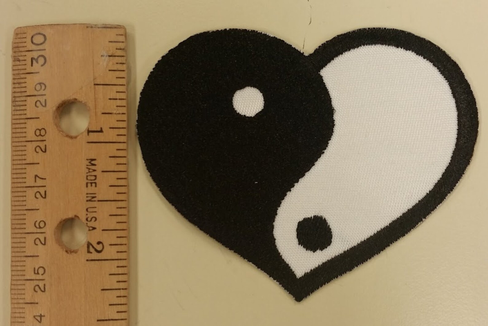 Yin Yang Embroidered Patch With Iron on Backing, White & Black Heart ...