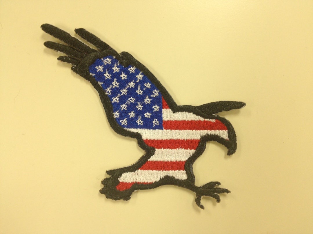 American Eagle Embroidered Patch With Iron on Backing, Patriotic Eagle Patch, Stars and Stripes ...