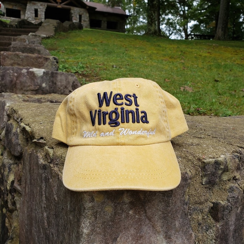 West Virginia 3D Puff Stonewashed Mustard Cap - Etsy