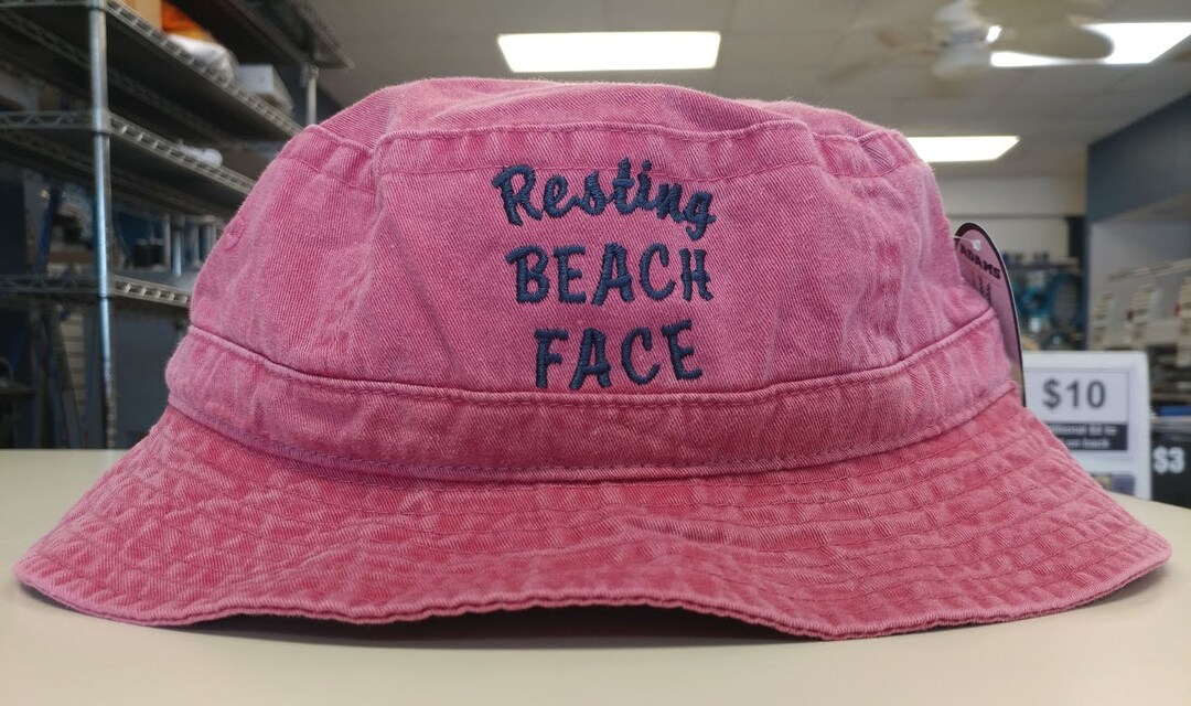 Resting Beach Face Embroidered Sunhat, Embroidered Beach Hat - Etsy