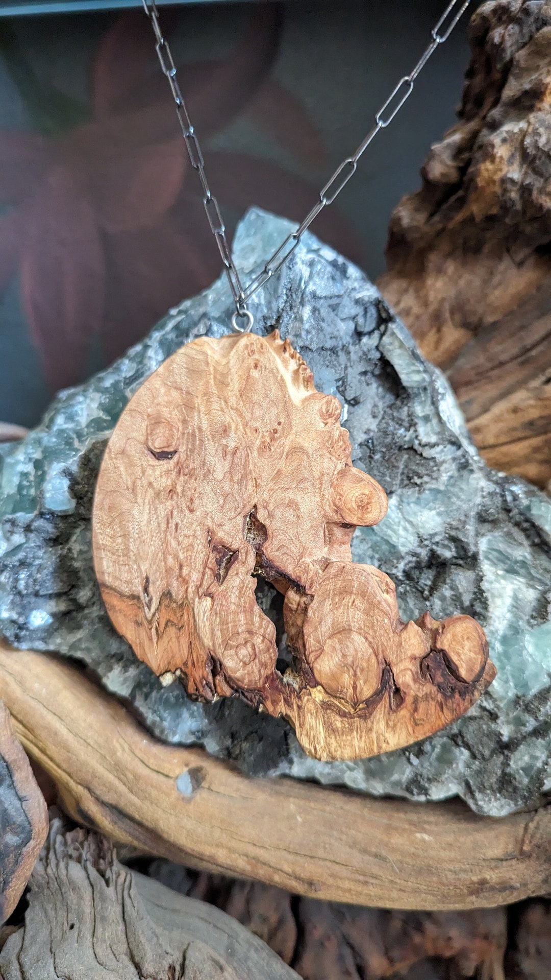 Maple Burl Wood Sustainable Eco-friendly Lightweight Statement Necklace ...