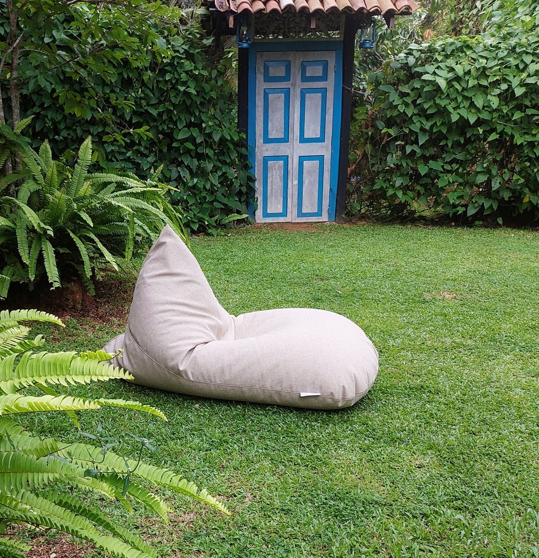 Beige Outdoor Bean Bag Chair Cover With Waterproof Inner Case, Soft ...