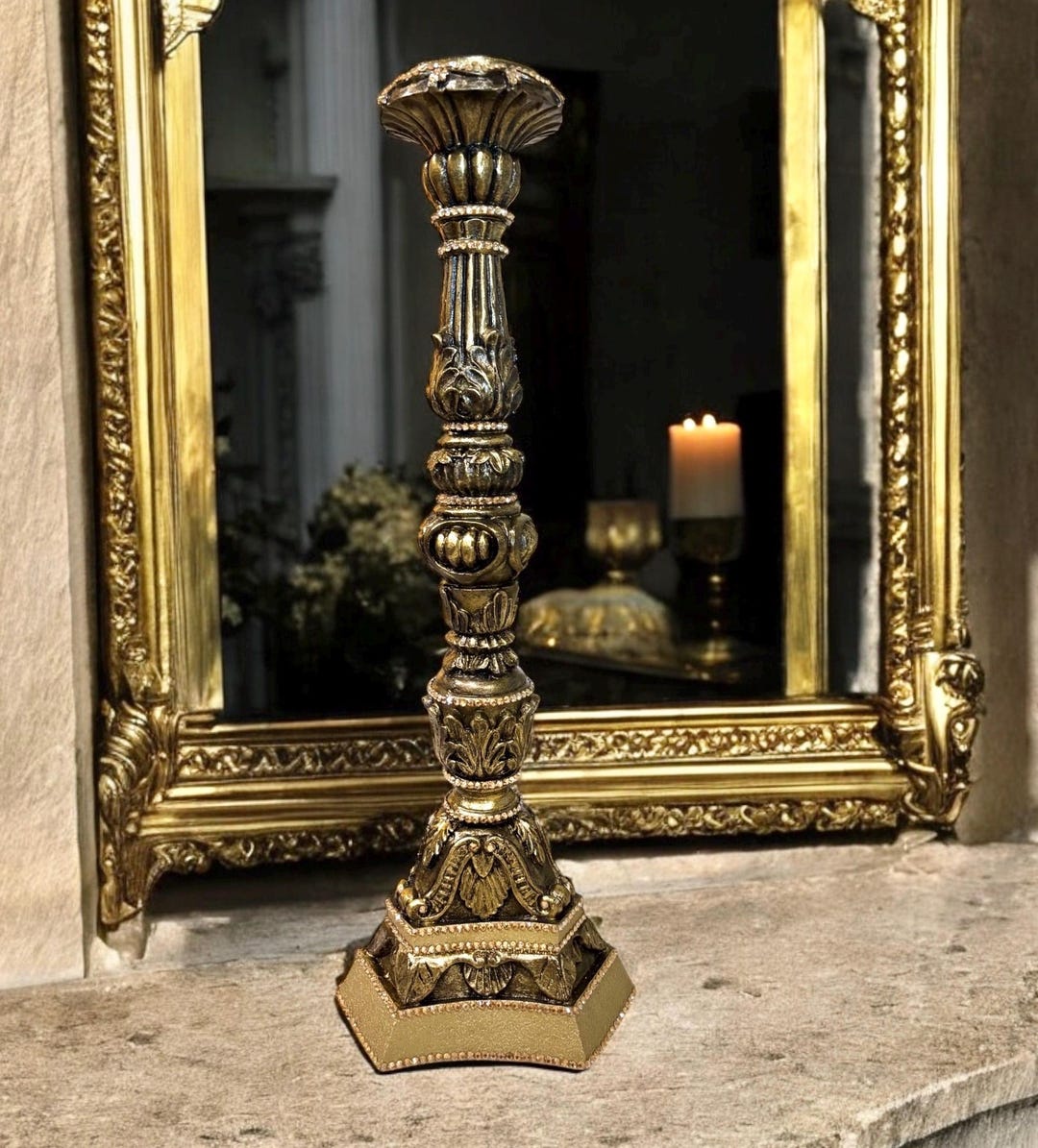 Opulent Baroque Style Cathedral Candle Holder With Lots of Sparkle 23 ...