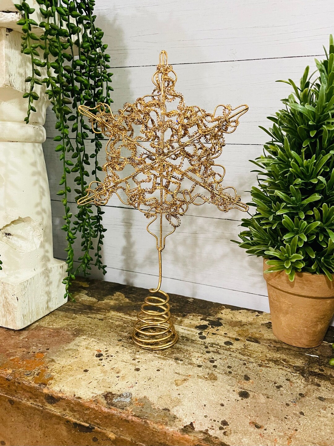 12 Gold Wrapped Metal 6 Point Star Tree Topper With SPARKLE - Etsy