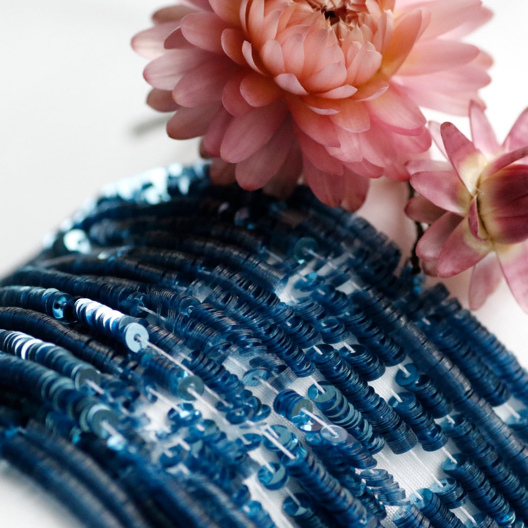 Medium Blue Metallic Premium French Sequins LM 2035, 3mm, 5mm Flat ...