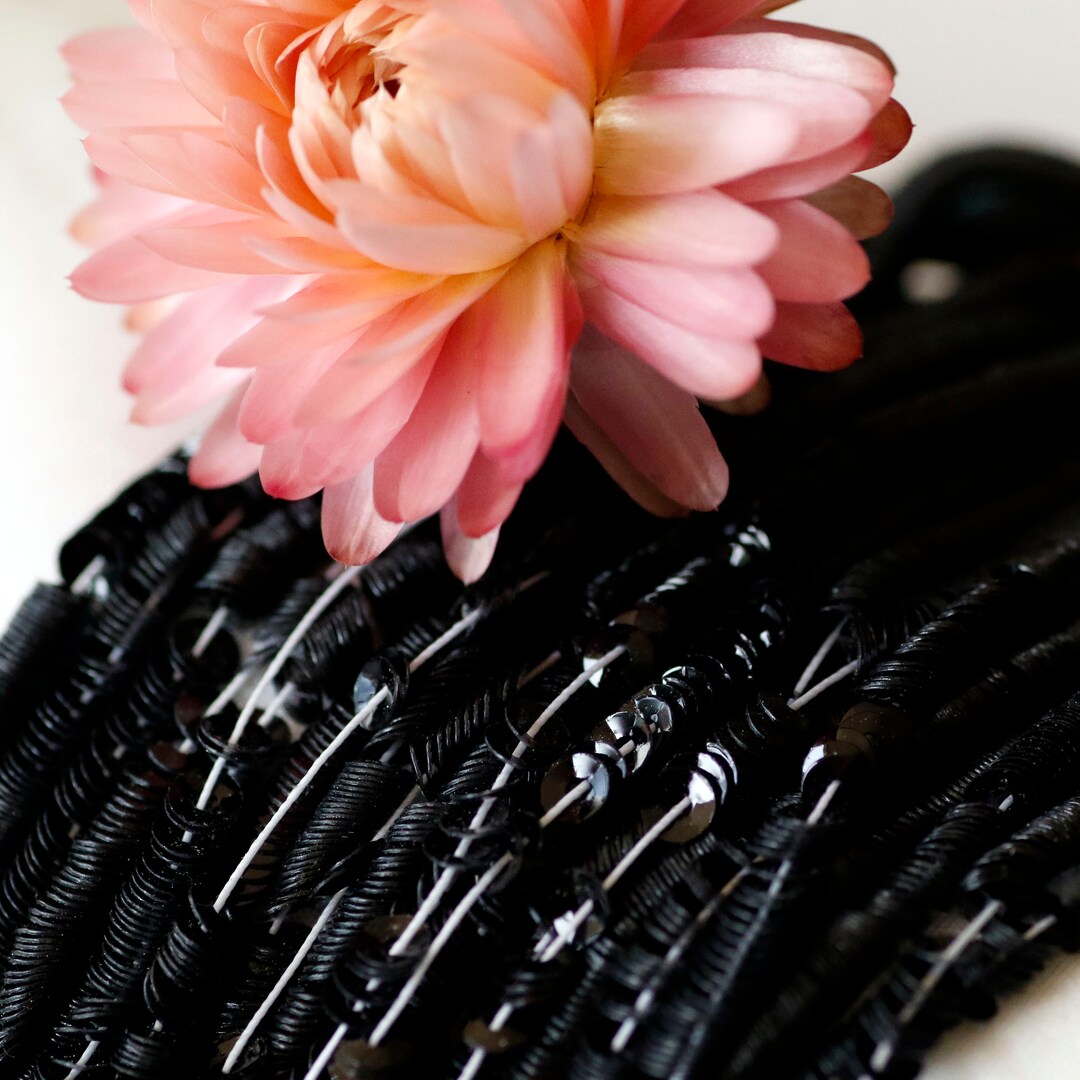 Black Italian Cup 4 Mm and 3 Mm Sequins Luneville Embroidery Sequins ...