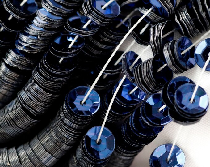Dark Blue Shiny Metallic 5mm Cup Sequins LM 2505, Strung Sequins ...