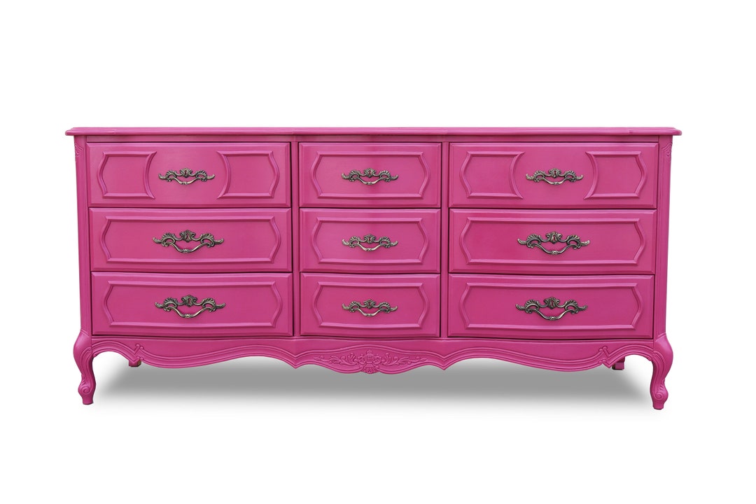 SOLD Example: French Provincial Hot Pink Dresser, Chest of Drawers ...