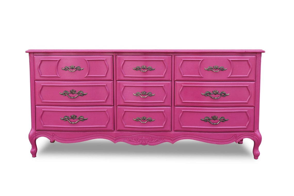 Available, Free Shipping: French Provincial Hot Pink Dresser, Chest of ...