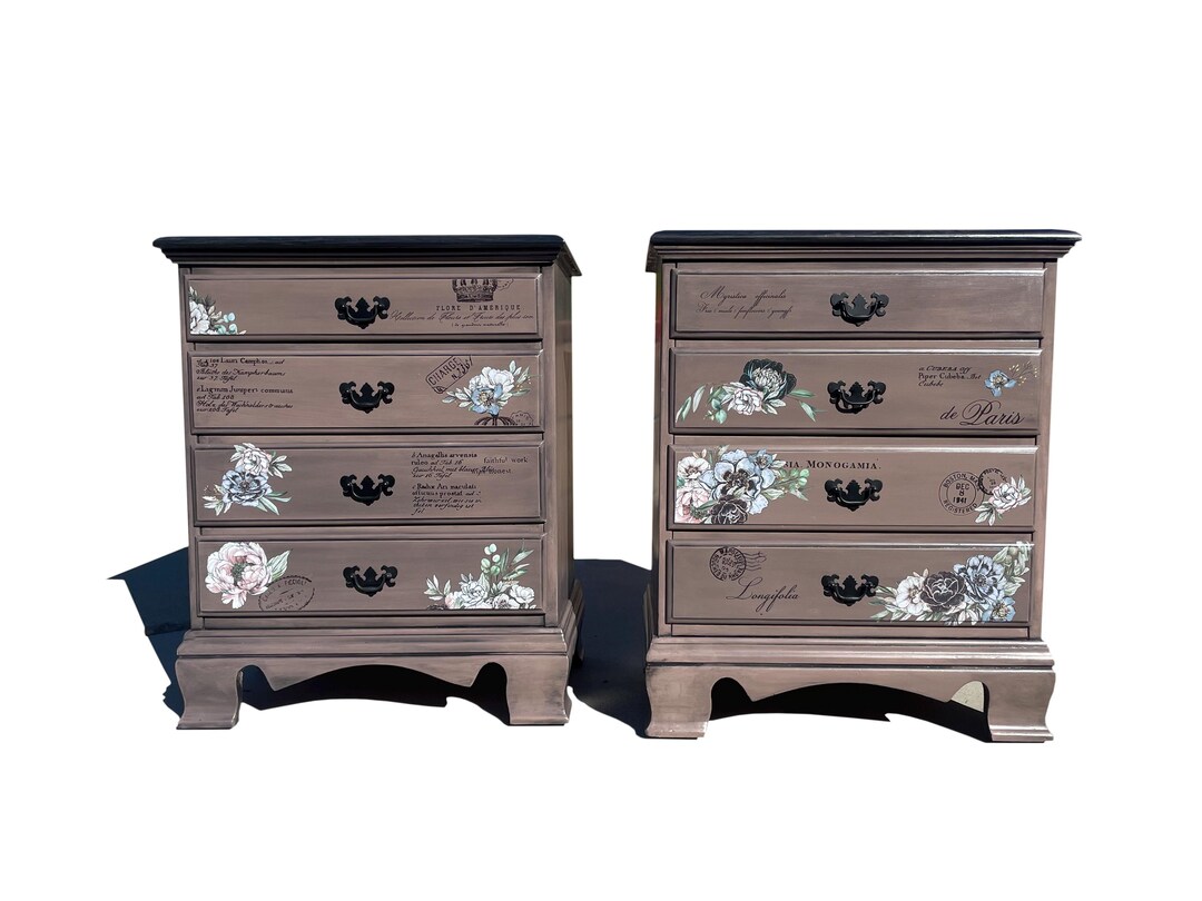 Colonial Craft Quality Furniture, French Country, Floral, Pair of Side ...