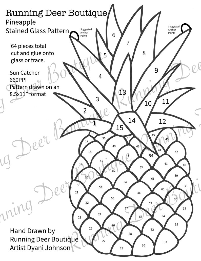 Pineapple Stained Glass Pattern - Etsy
