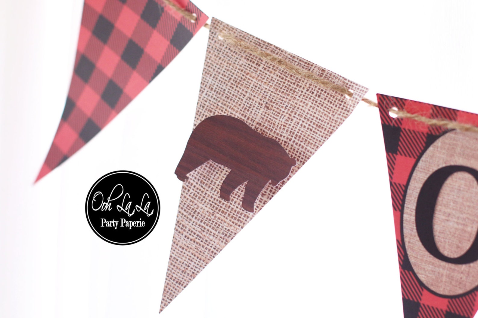 MADE TO ORDER Lumberjack Buffalo Plaid and Burlap Banner | Etsy