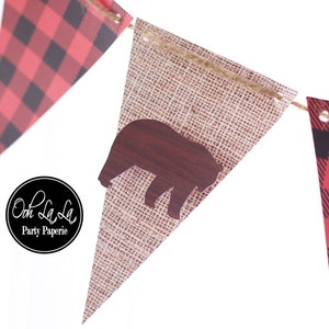 MADE TO ORDER Lumberjack Buffalo Plaid and Burlap Banner Different Text ...