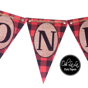 MADE TO ORDER Lumberjack Buffalo Plaid and Burlap Banner Different Text ...