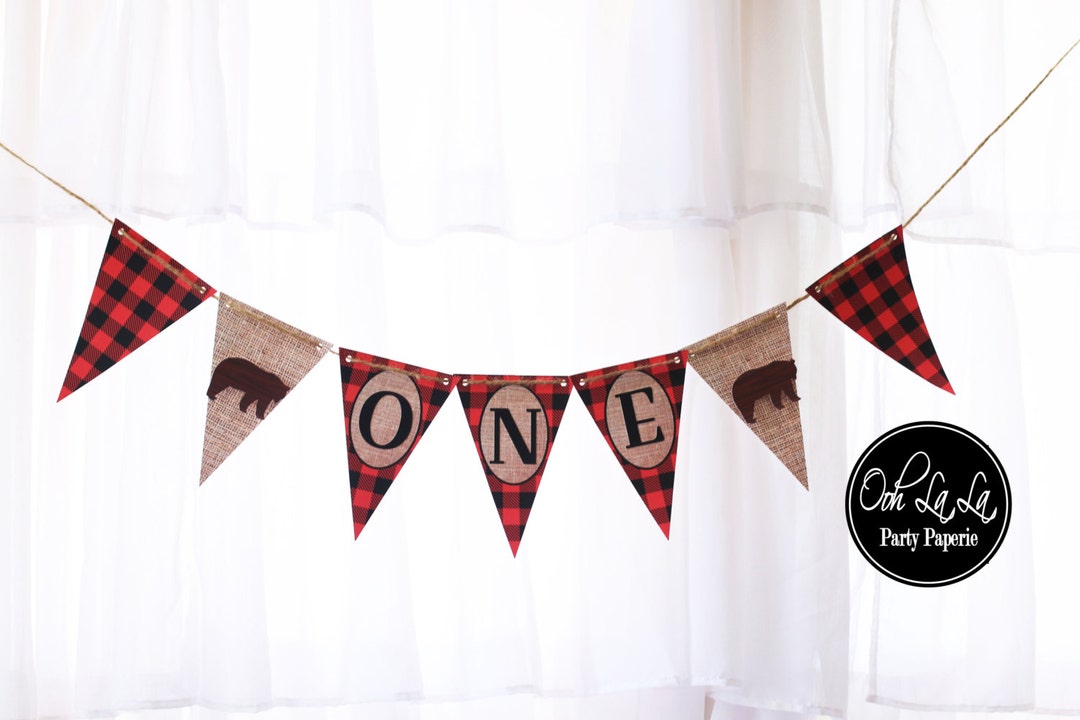 MADE TO ORDER Lumberjack Buffalo Plaid and Burlap Banner Different Text ...