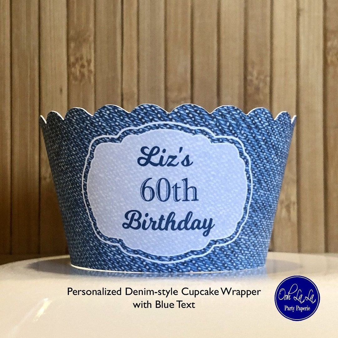 Set of 50 Personalized Denim-style Cupcake Wrappers Let Us - Etsy
