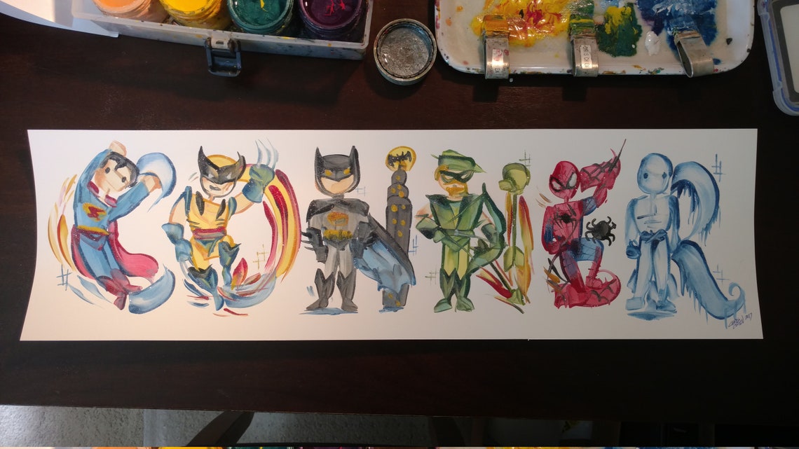 Custom Marvel Name Painting Disney name art letter Disney | Etsy