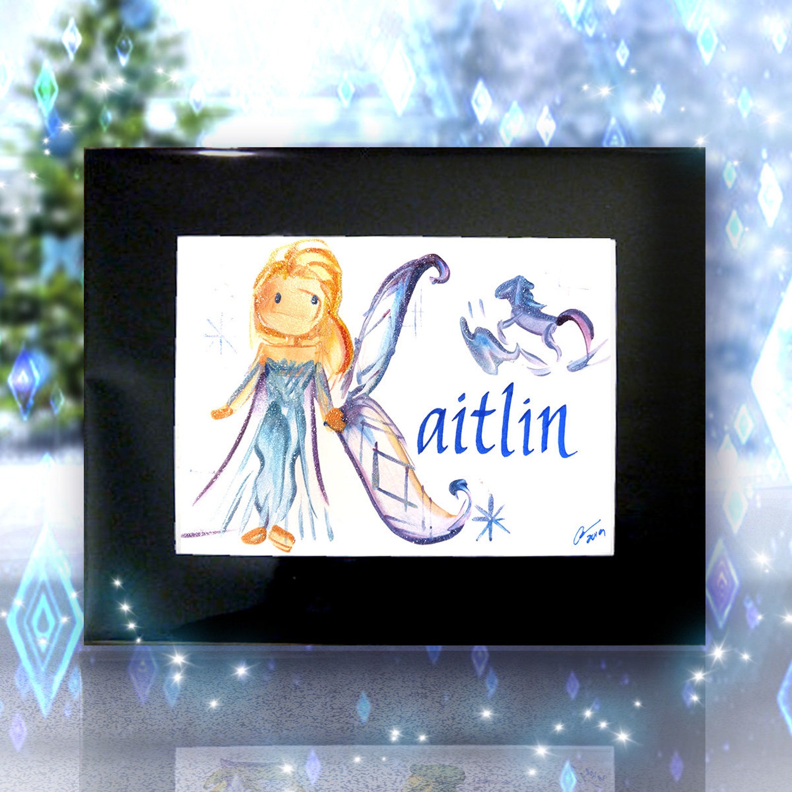 Frozen 5x7 Personalized Name Painting Elsa Anna Kristoff - Etsy