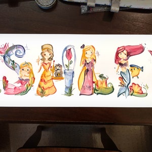 Disney Princess Name Painting | Name Art | Letter Art | Name Letters - Etsy