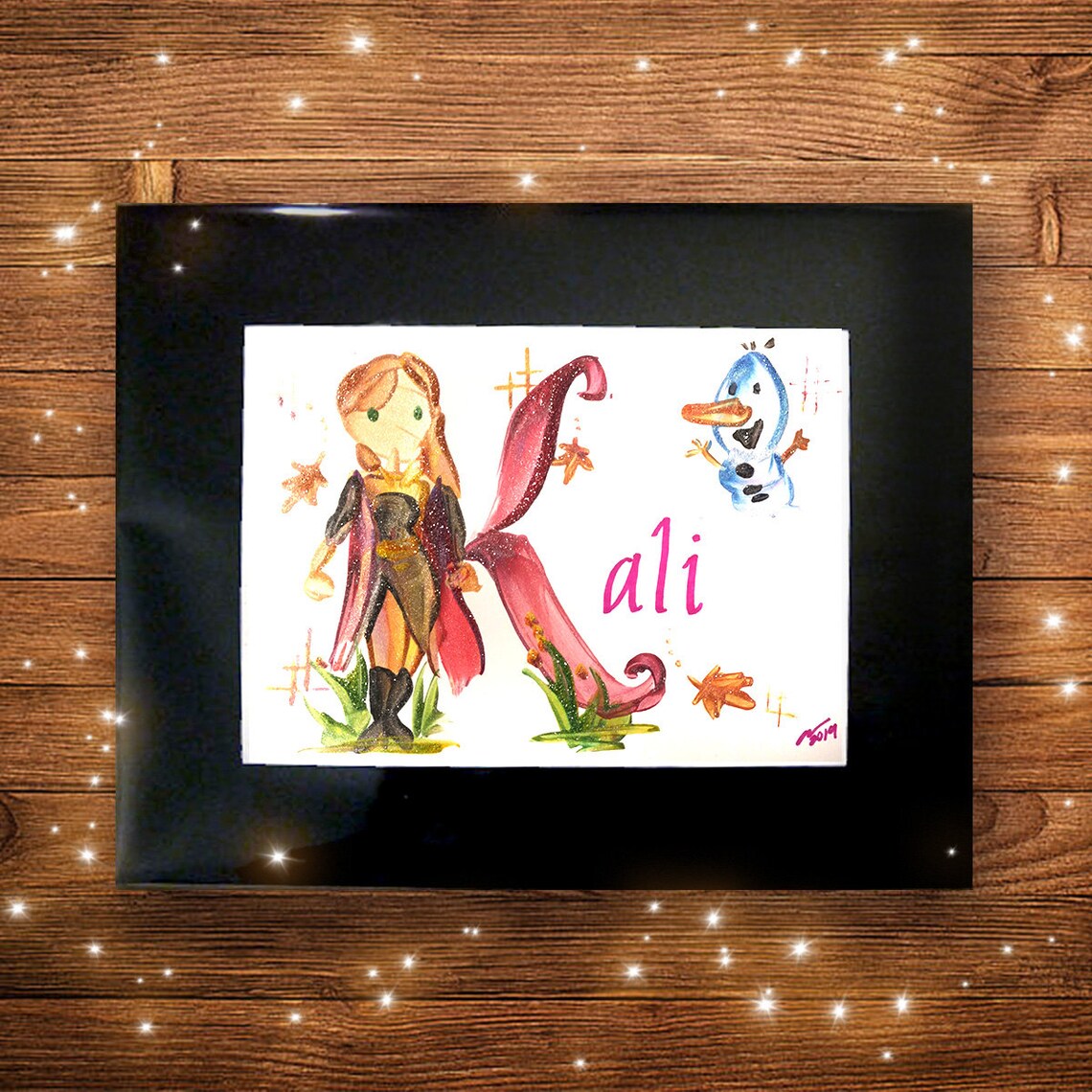 Frozen 5x7 Personalized Name Painting Elsa Anna Kristoff - Etsy