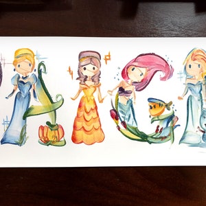 Disney Princess Name Painting | Name Art | Letter Art | Name Letters - Etsy