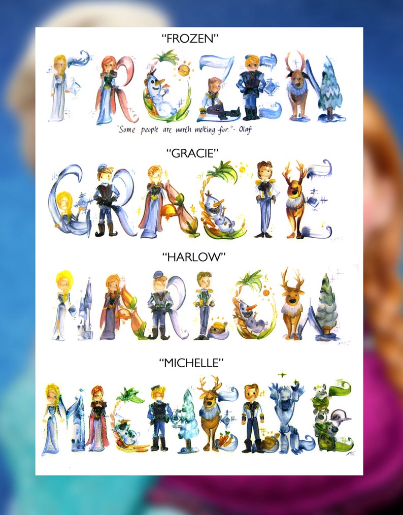 Custom Frozen Name Painting Disney Name Art / Letter Art | Etsy