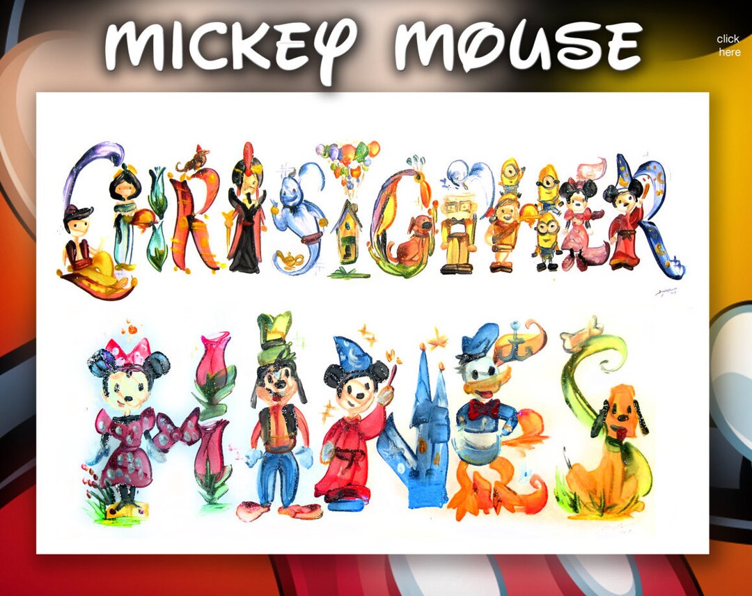 Custom Mickey and Friends Name Painting, Minnie, Goofy, Donald Duck ...