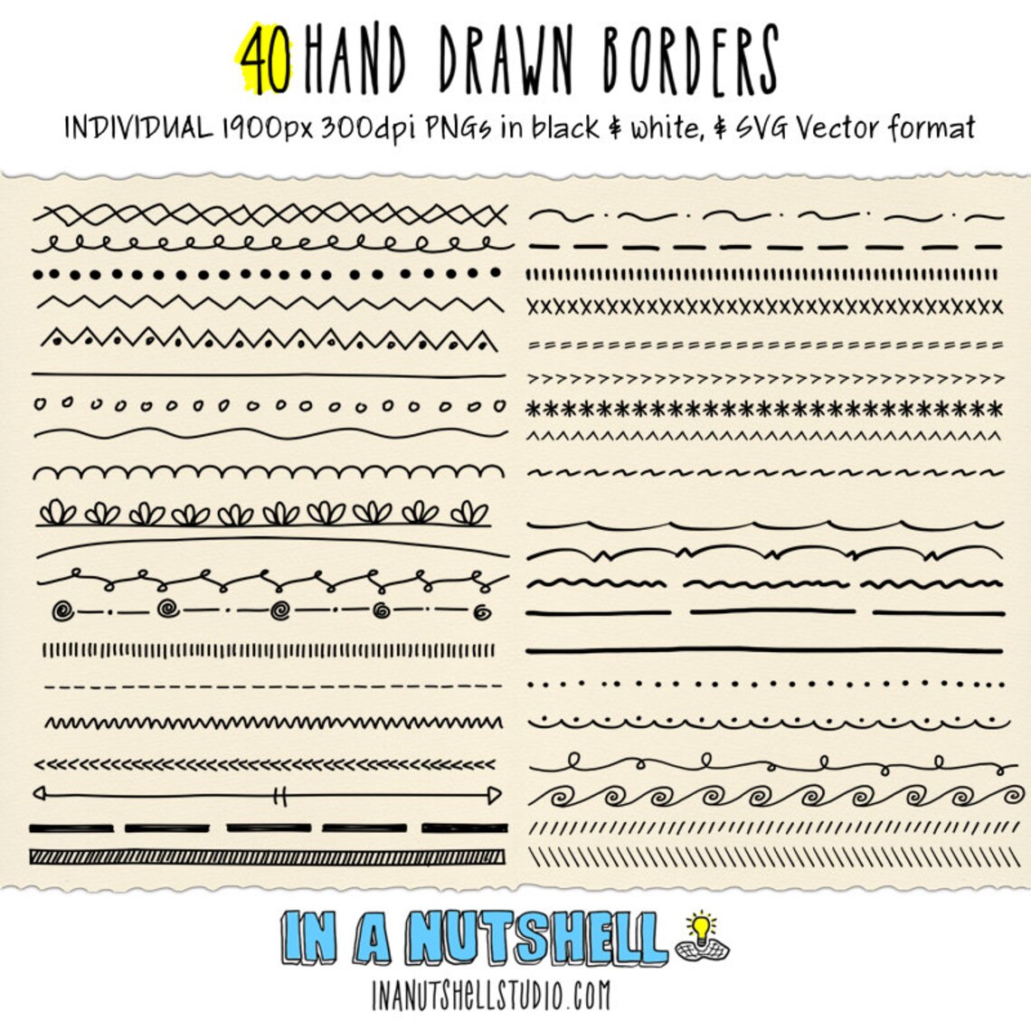 Doodle Borders 40 Hand Drawn Borders Border Clipart - Etsy