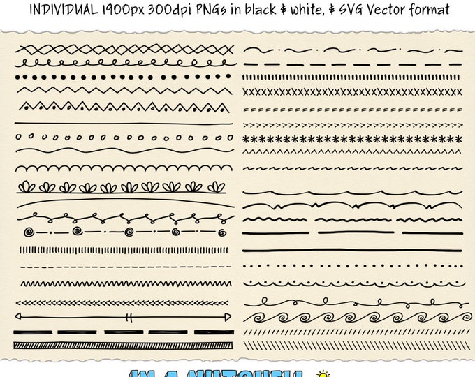 Doodle Borders 40 Hand Drawn Borders Border Clipart Instant Download ...
