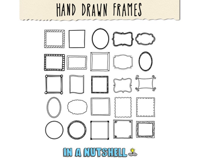 Hand Drawn Doodle Frames. Doodle Borders. Scrapbook Frames. Instant ...