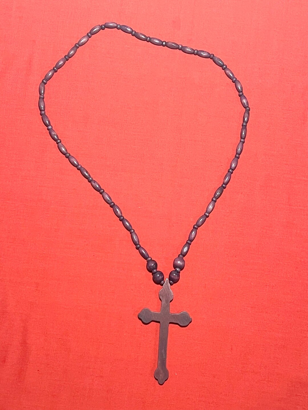 Vintage Wood Chained Cross Necklace Free Shipping - Etsy