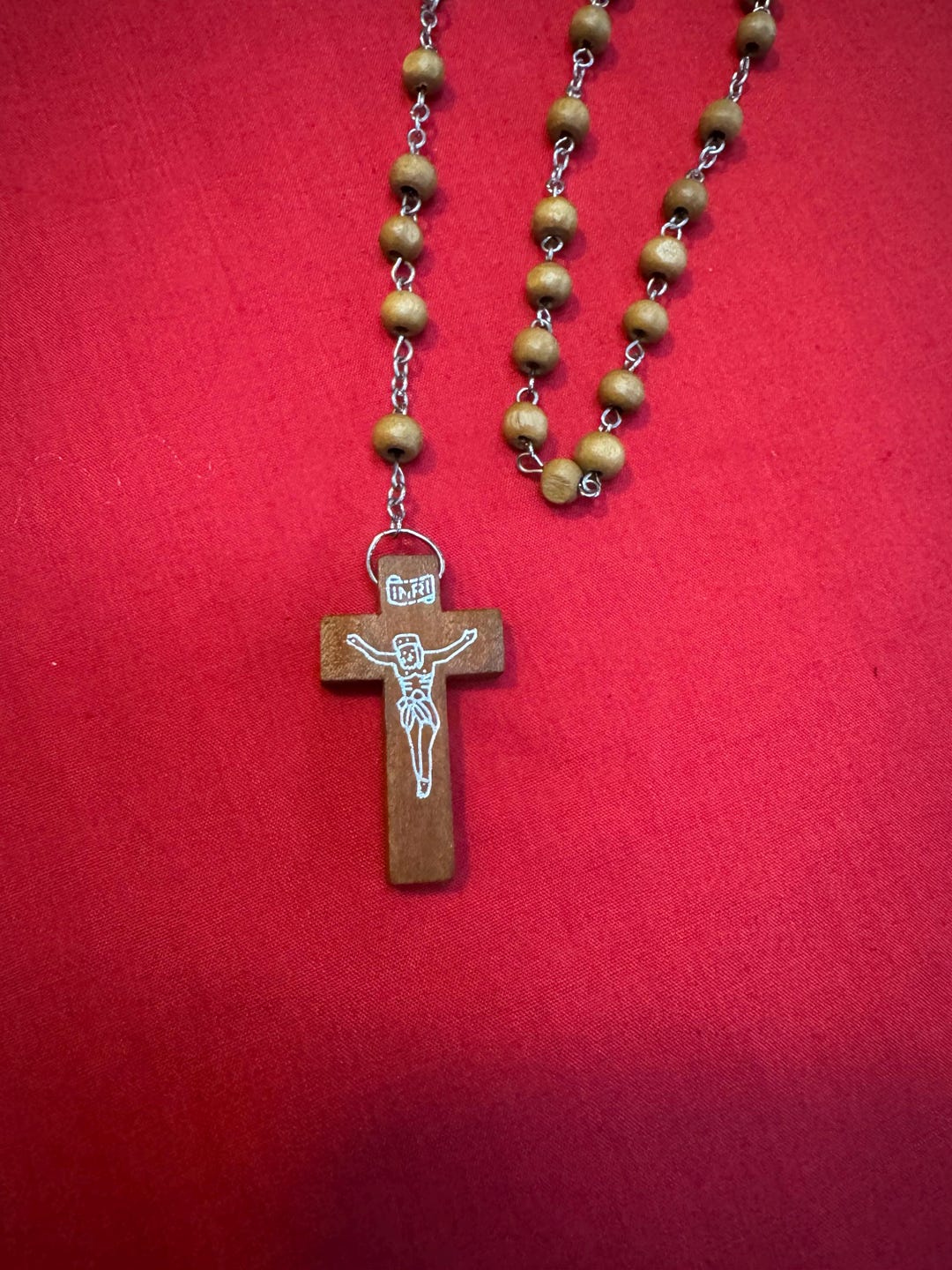 Vintage Wood Chained Cross Necklace Free Shipping - Etsy