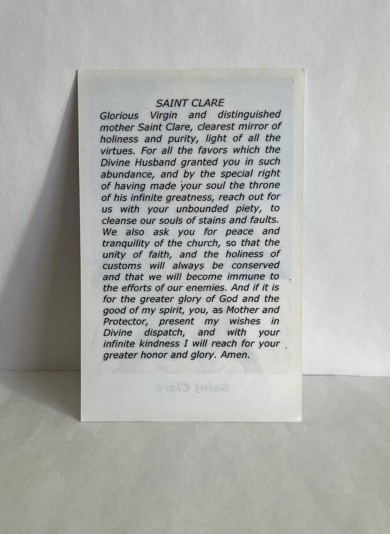 Saint Clare Laminated Prayer Card (4x6, English) - Etsy