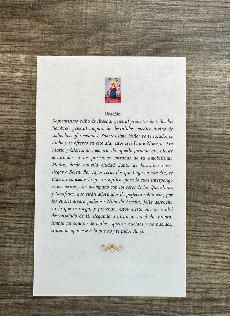 Santo Nino De Atocha 4x6 Laminated Prayer Card in Spanish Tarjeta De ...