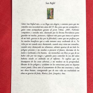 San Rafael 21 Divisions 4x6 Laminated Prayer Card En Espanol - Etsy