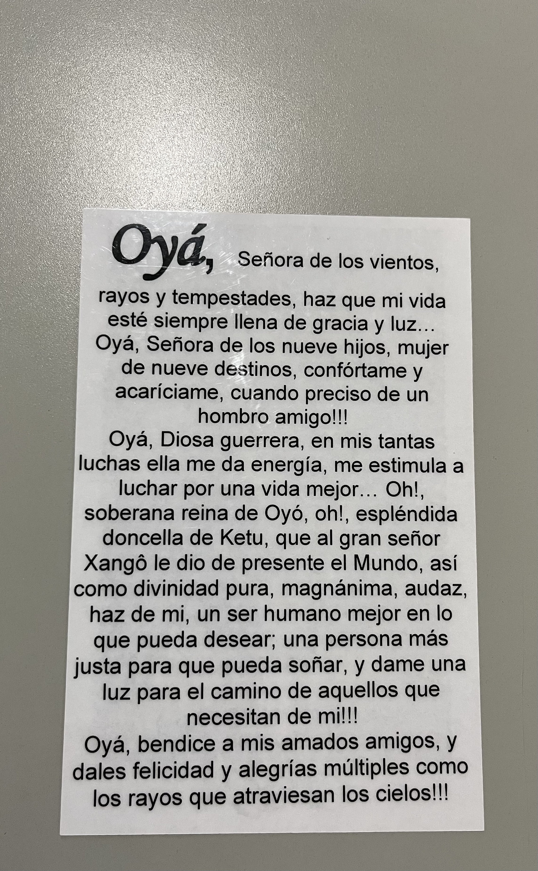 OYA 4x6 Prayer Card Laminated in Spanish OYA 4x6 Tarjeta De - Etsy