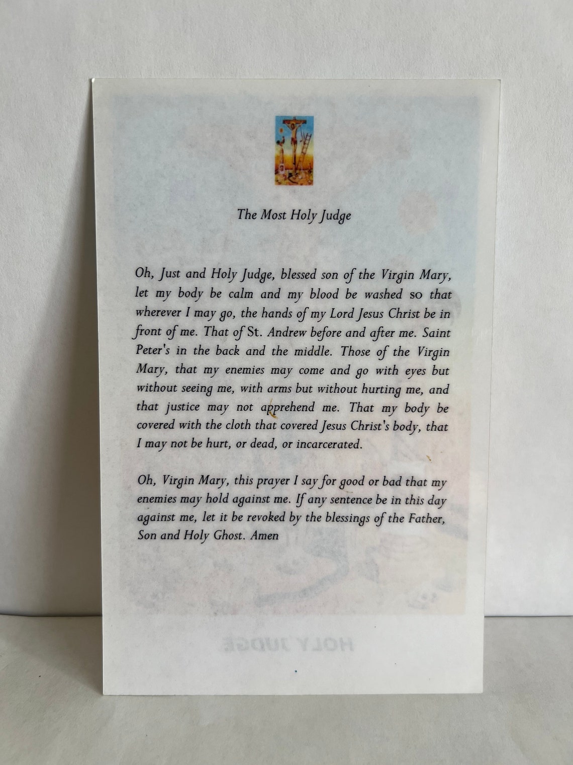 The Most Holy Just Judge 4x6 Laminated Prayer Card in English Tarjeta ...